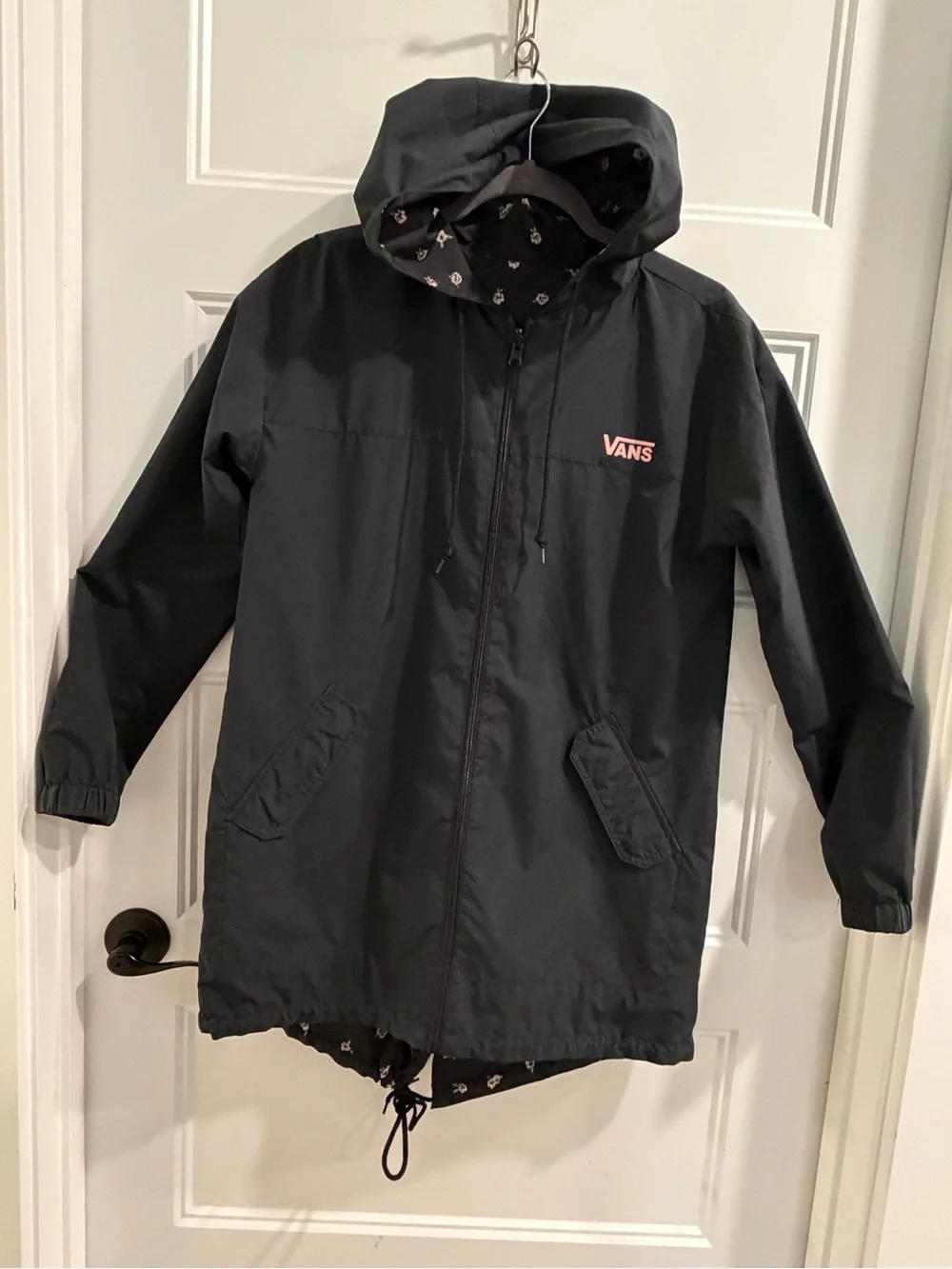 Vans | Jackets & Coats | Vans Black To Floral Print Reversible Rain ...